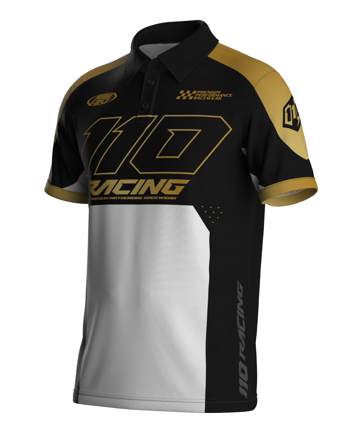 110 RACING // TECHART PIT POLO - BLACK/GOLD – 110Racing
