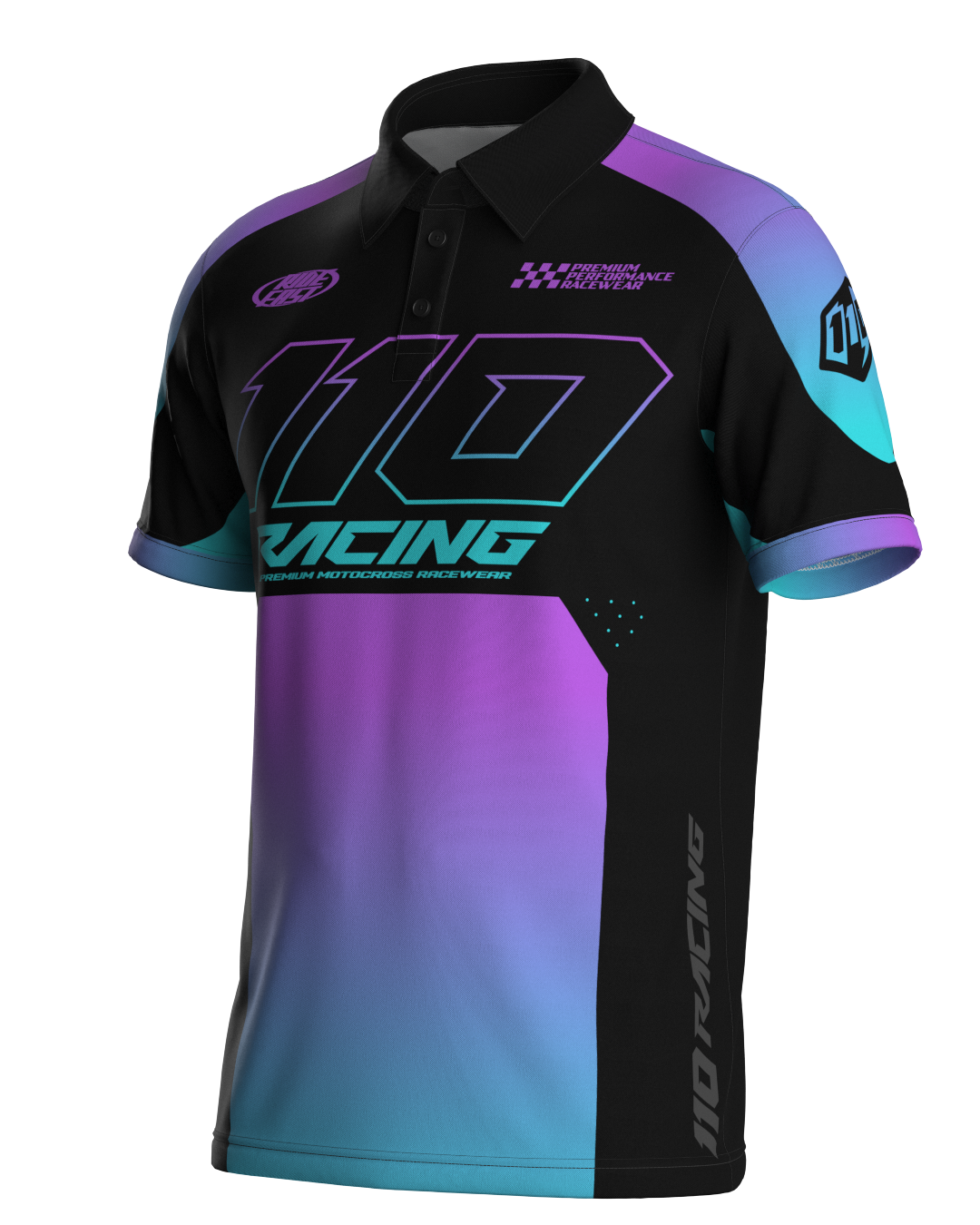 110 RACING // TECHART PIT POLO - TEAL/PURPLE – 110Racing